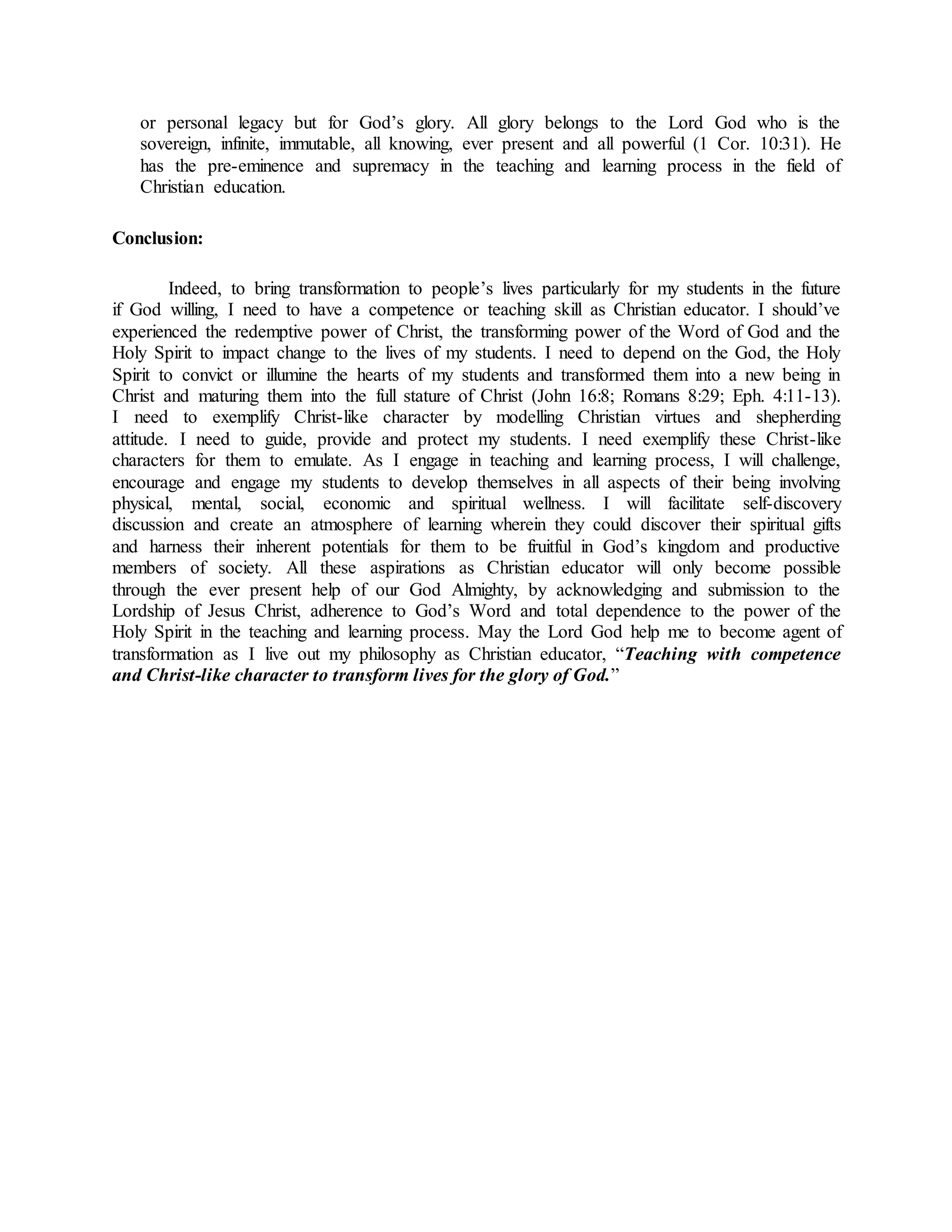 My philosophy-As-Christian-Educator | PDF