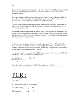Molecular biology Lab protocol | PDF
