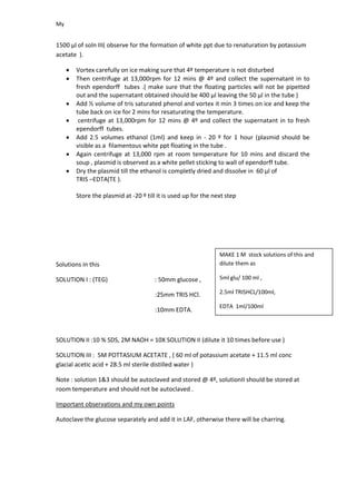 Molecular biology Lab protocol | PDF