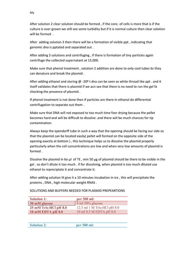 Molecular biology Lab protocol | PDF