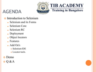 Selenium Tutorial for Beginners - TIB Academy | PPT