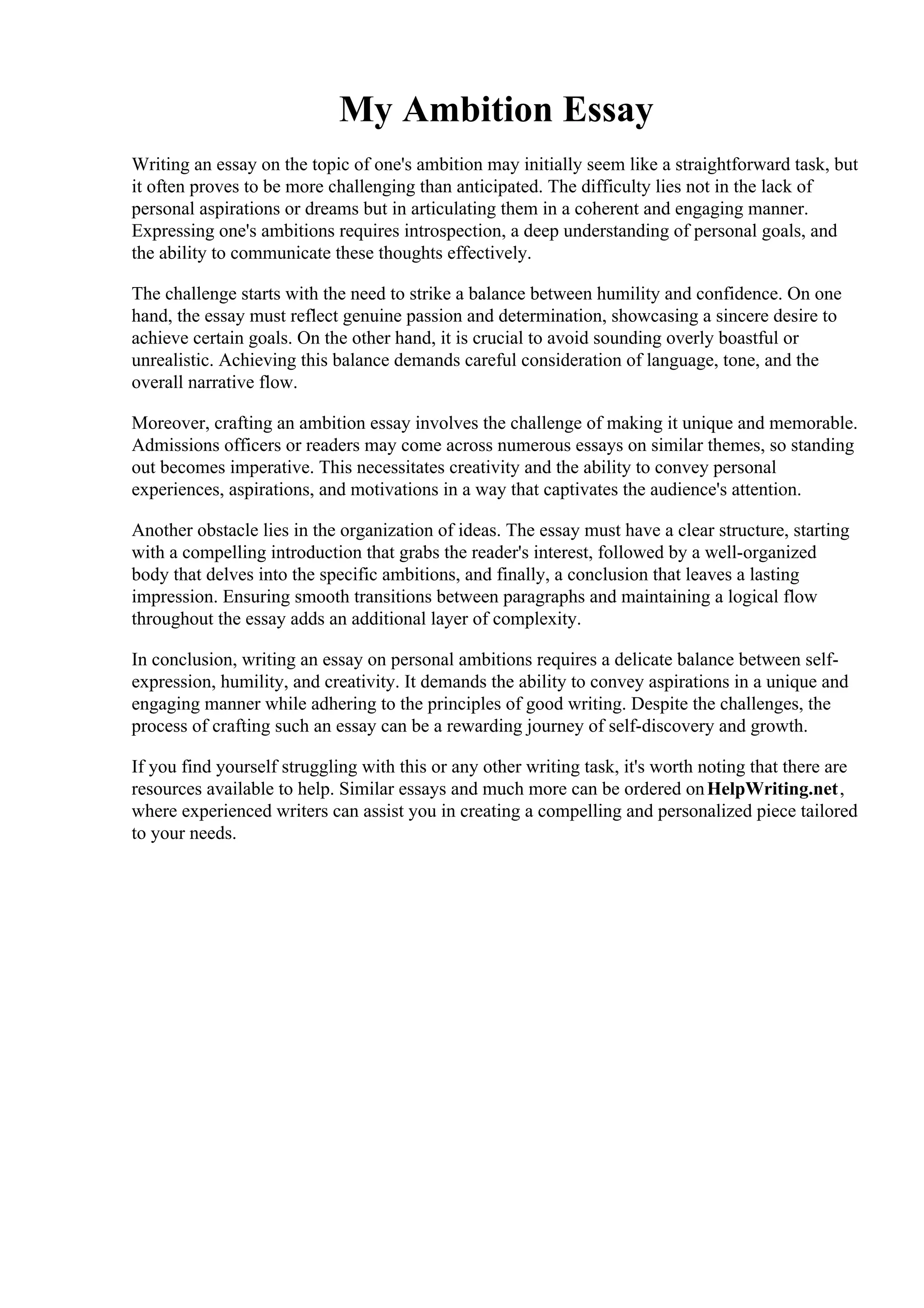 My Ambition Essay | PDF