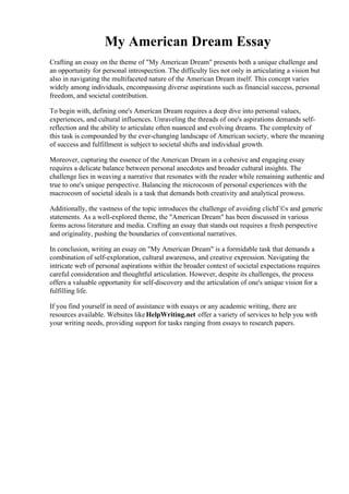 My American Dream Essay | PDF
