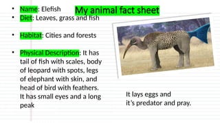 My animal fact sheet, ejemplo de actividad para niños | PPTX