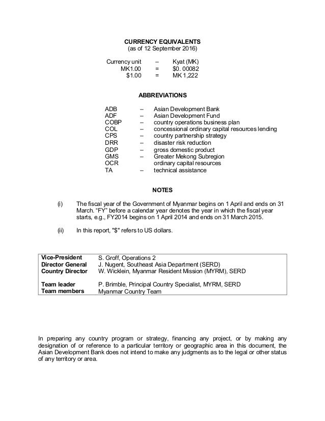 MYANMAR COUNTRY OPERATION BUSINESS PLAN (2017-2019)