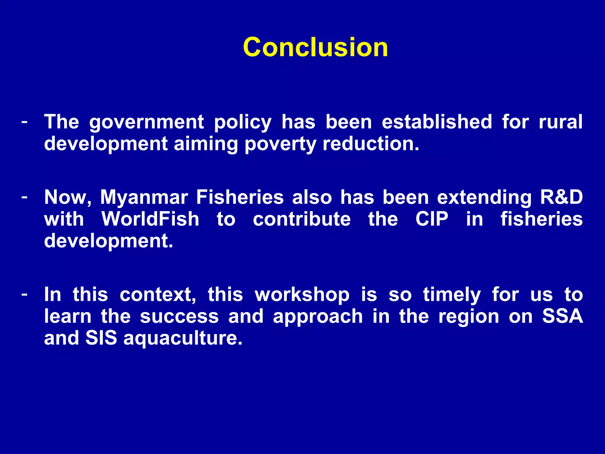 Fisheries and Finfish Aquaculture in Myanmar. By San Aung, Nilar Shein and Khin Maung Soe. | PPT