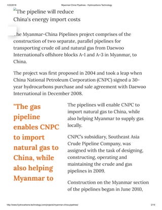 MYANMAR -CHINA OIL AND GAS PIPE LINE COLLECTION | PDF