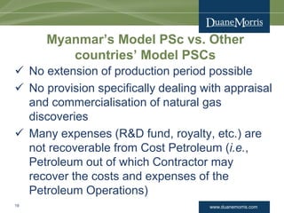 MYANMAR - OIL AND GAS - LESSONS LEARNT FOR MODEL PSC CONTRACT AND TERMS ...