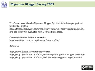 Myanmar Blogger Survey 2009 | PPTX