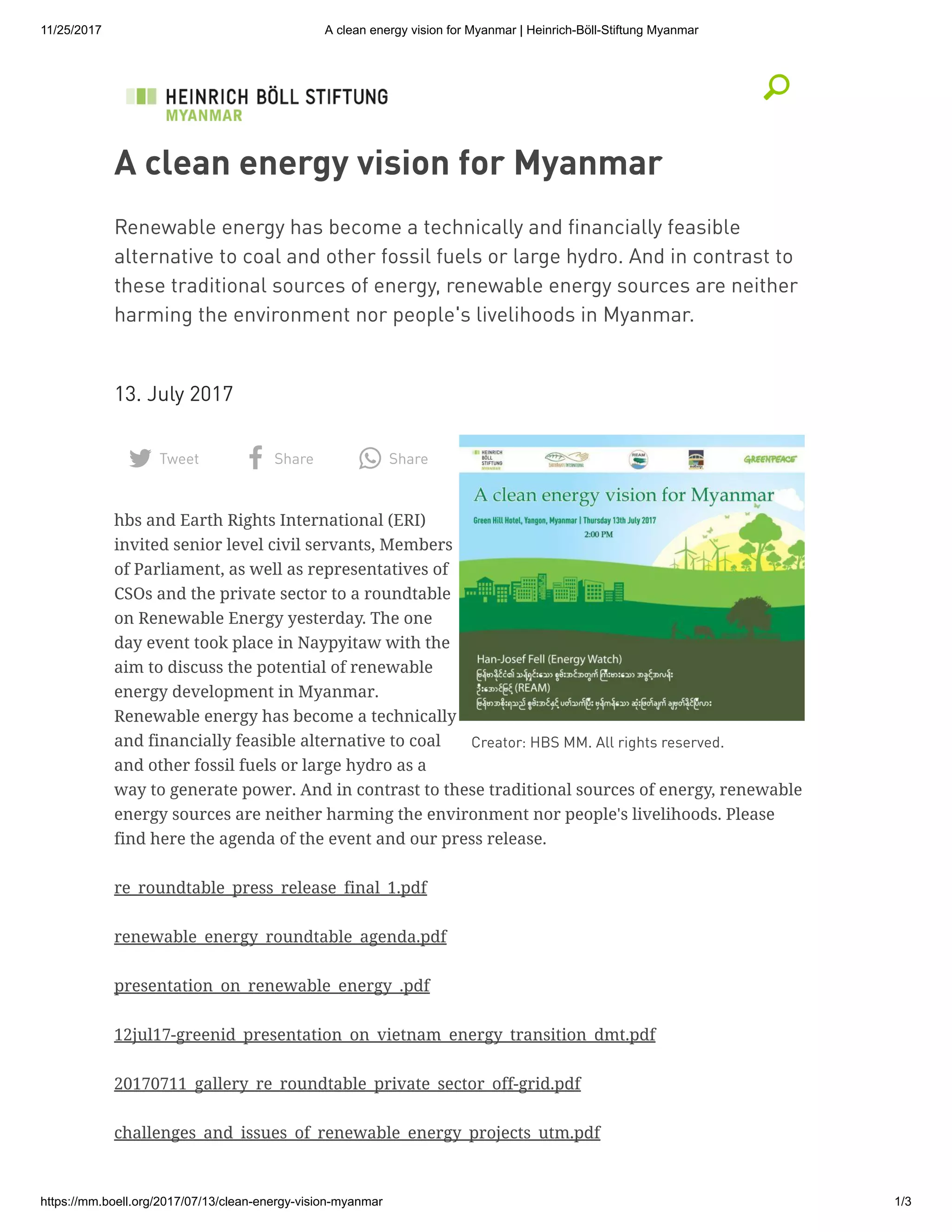 Myanmar coal report and clean renewable energy | PDF