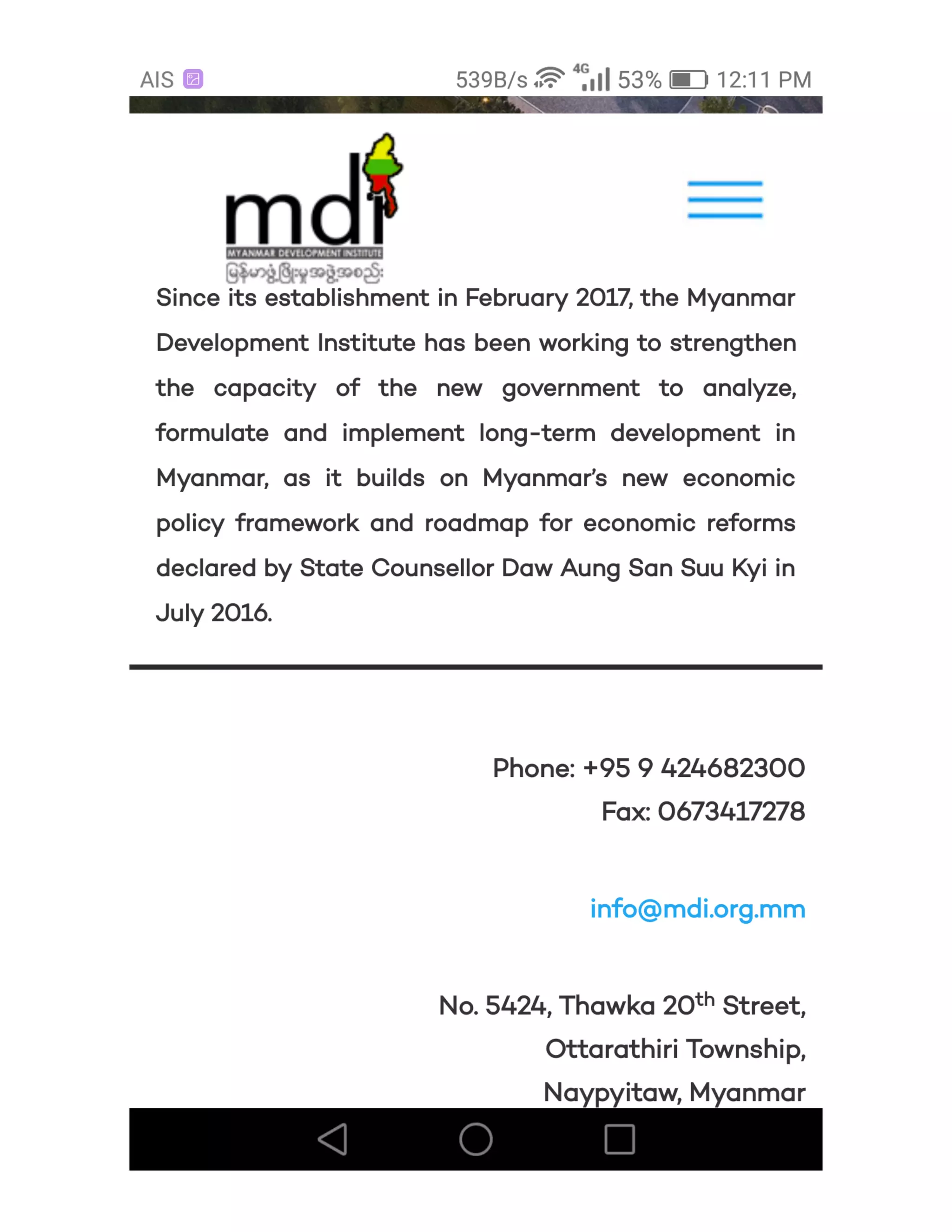 MYANMAR DEVELOPMENT INSTITUTE (MDI) | PDF