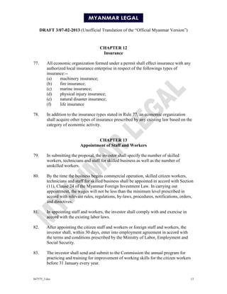 Myanmar foreign investment rules | PDF | Business Accounting & Finance | Business