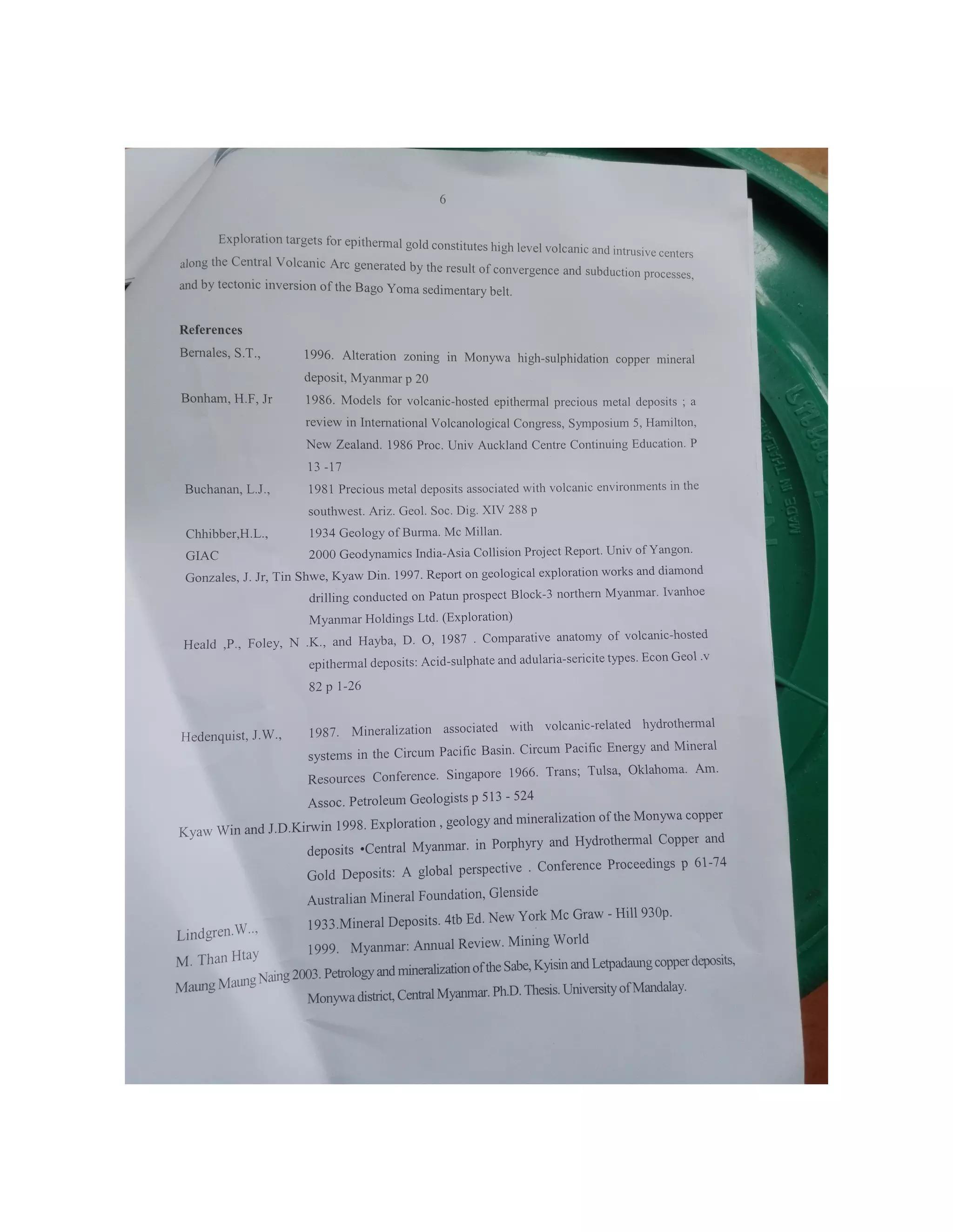 Myanmar Gold Geology Report Collection by Myo Aung Ex-Exploration ...