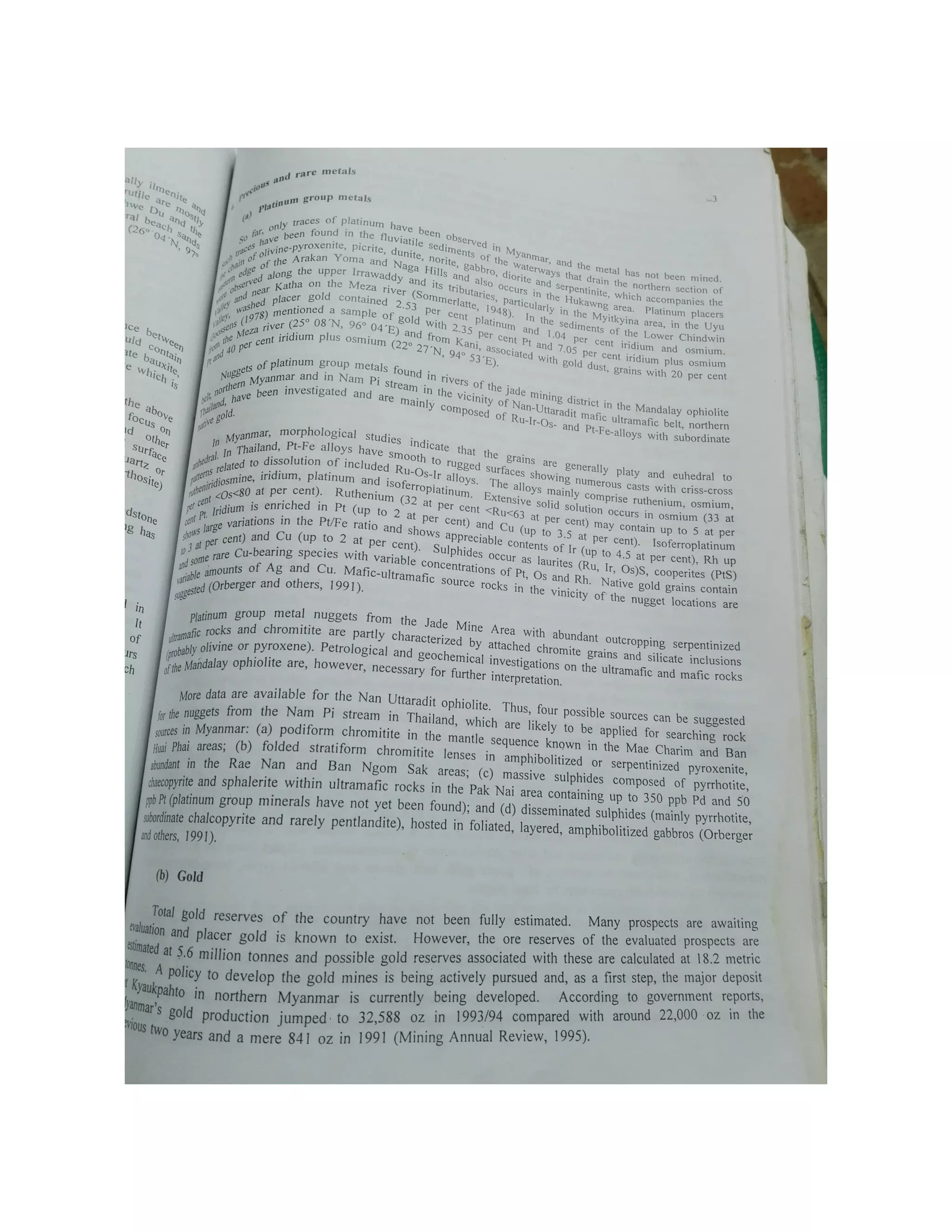 Myanmar Gold Geology Report Collection by Myo Aung Ex-Exploration ...