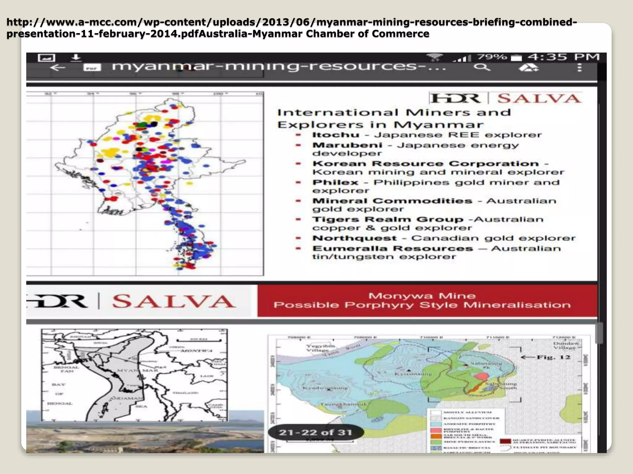 MAP TELLING THE STORY OF GOLD MINE IN MYANMAR | PPTX