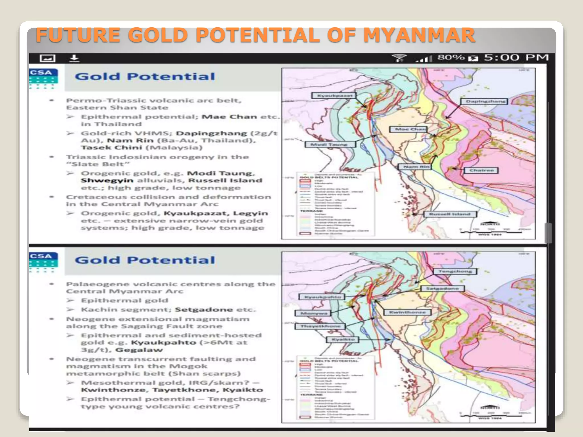 MAP TELLING THE STORY OF GOLD MINE IN MYANMAR | PPTX