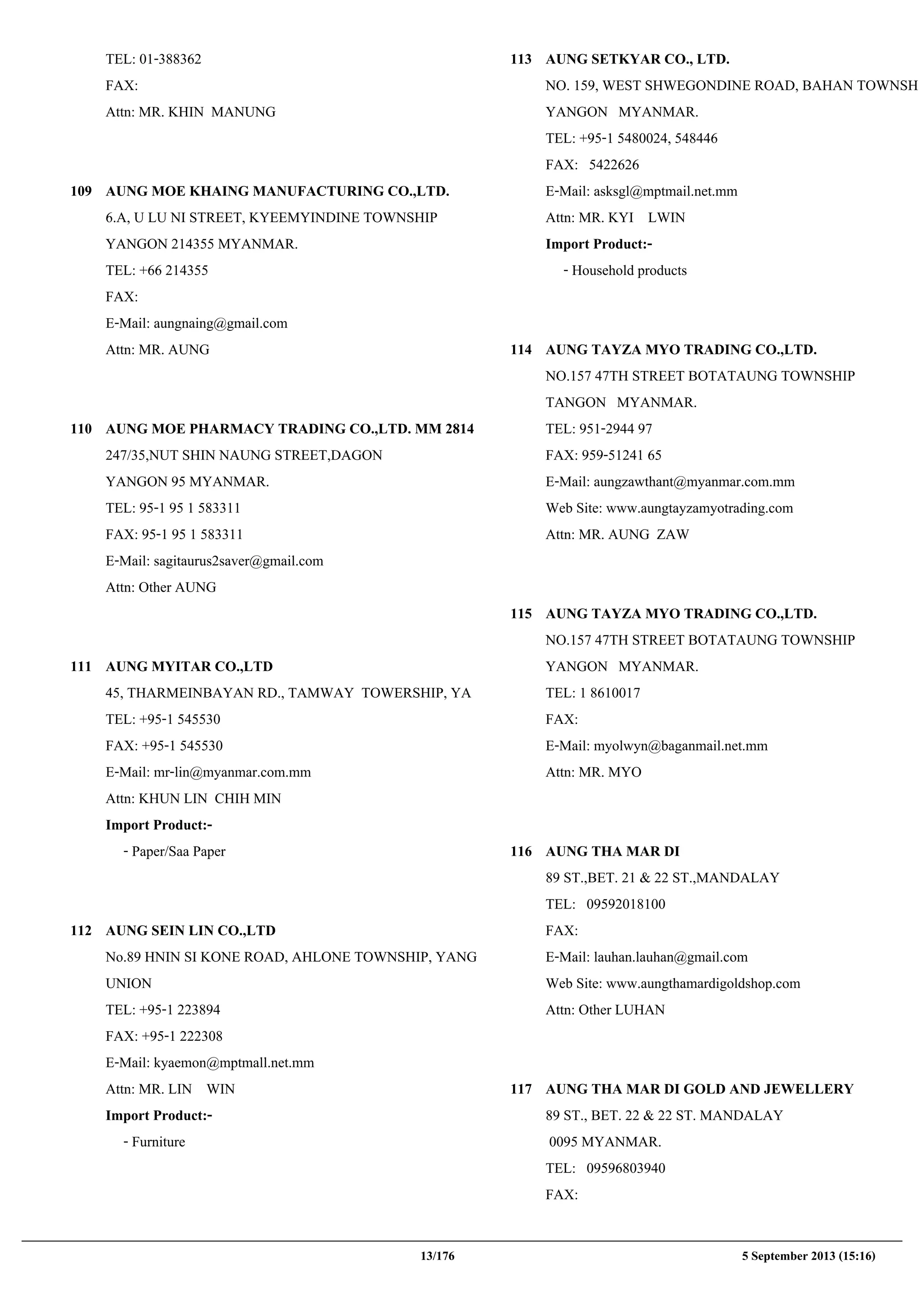 Myanmar importer list (1) | PDF