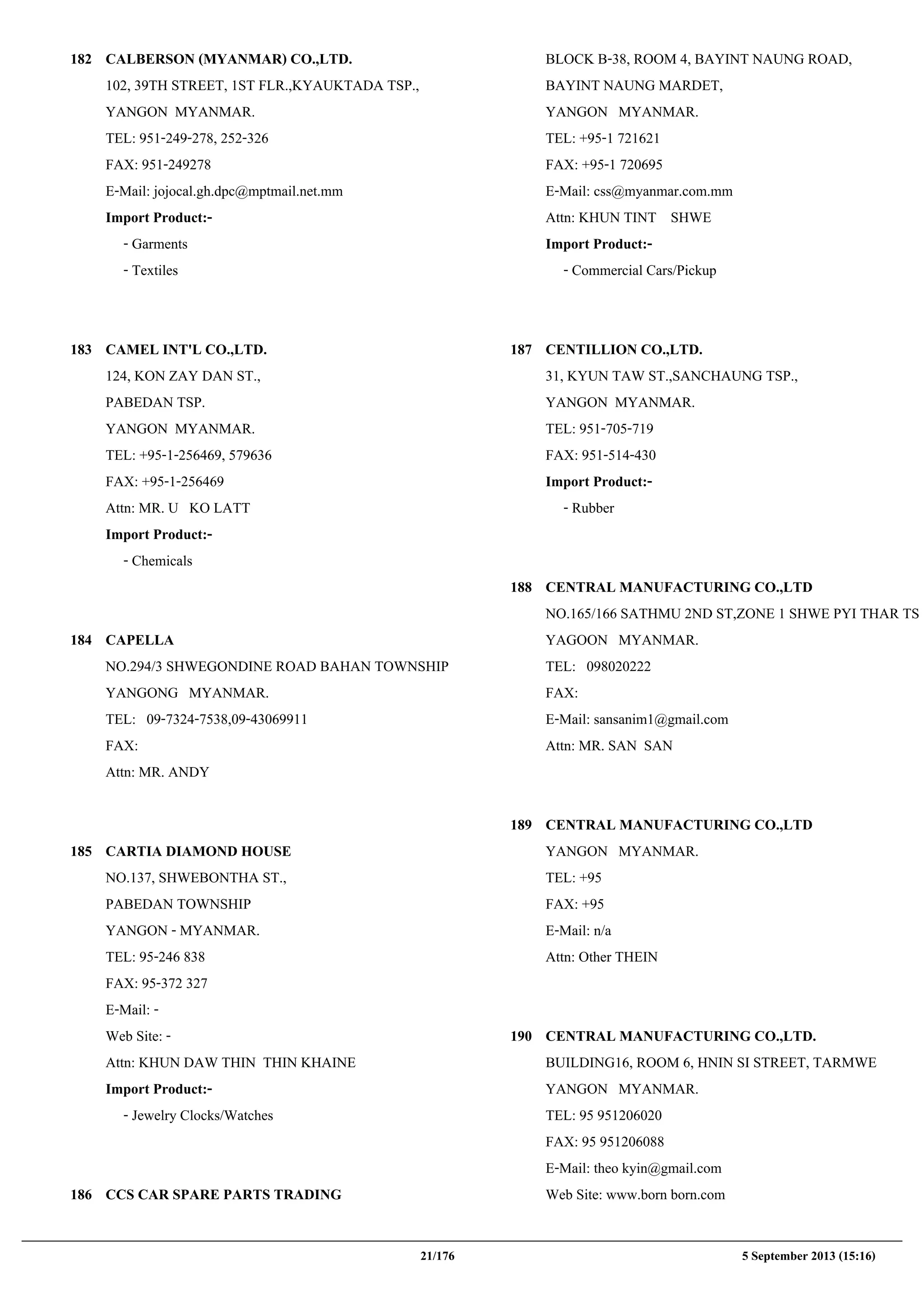 Myanmar importer list (1) | PDF