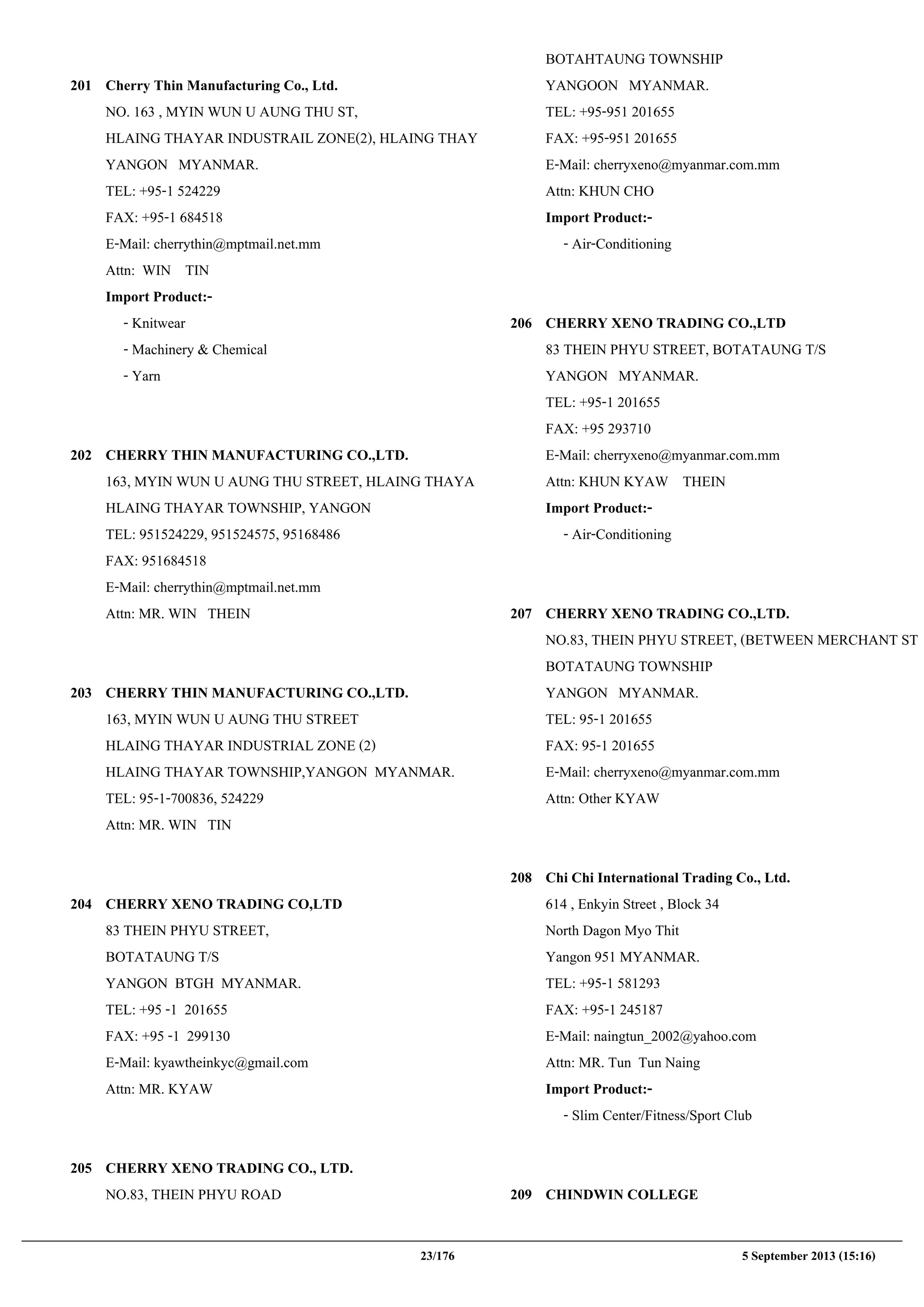 Myanmar importer list (1) | PDF
