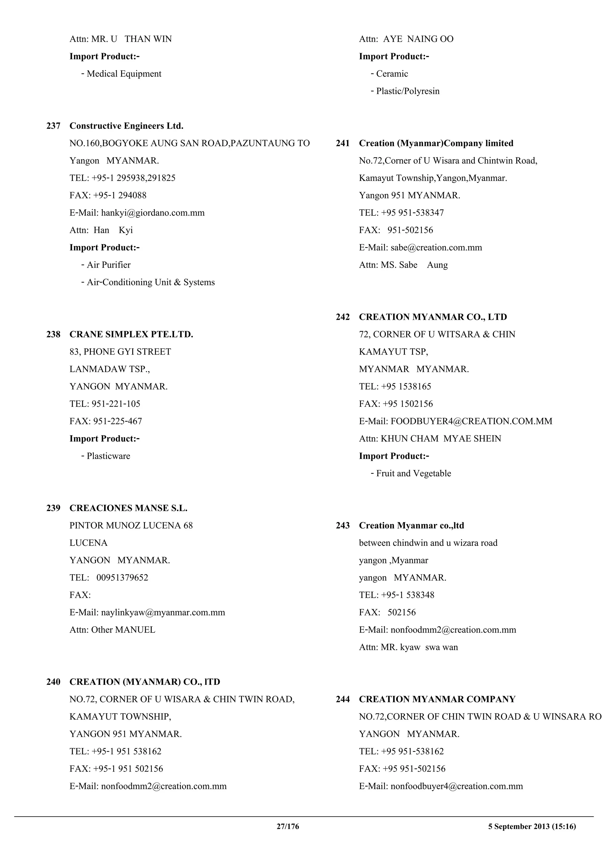 Myanmar importer list (1) | PDF