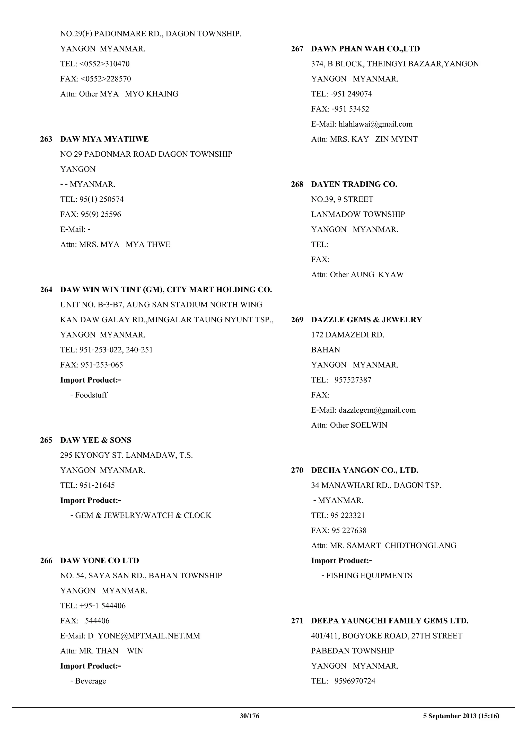 Myanmar importer list (1) | PDF
