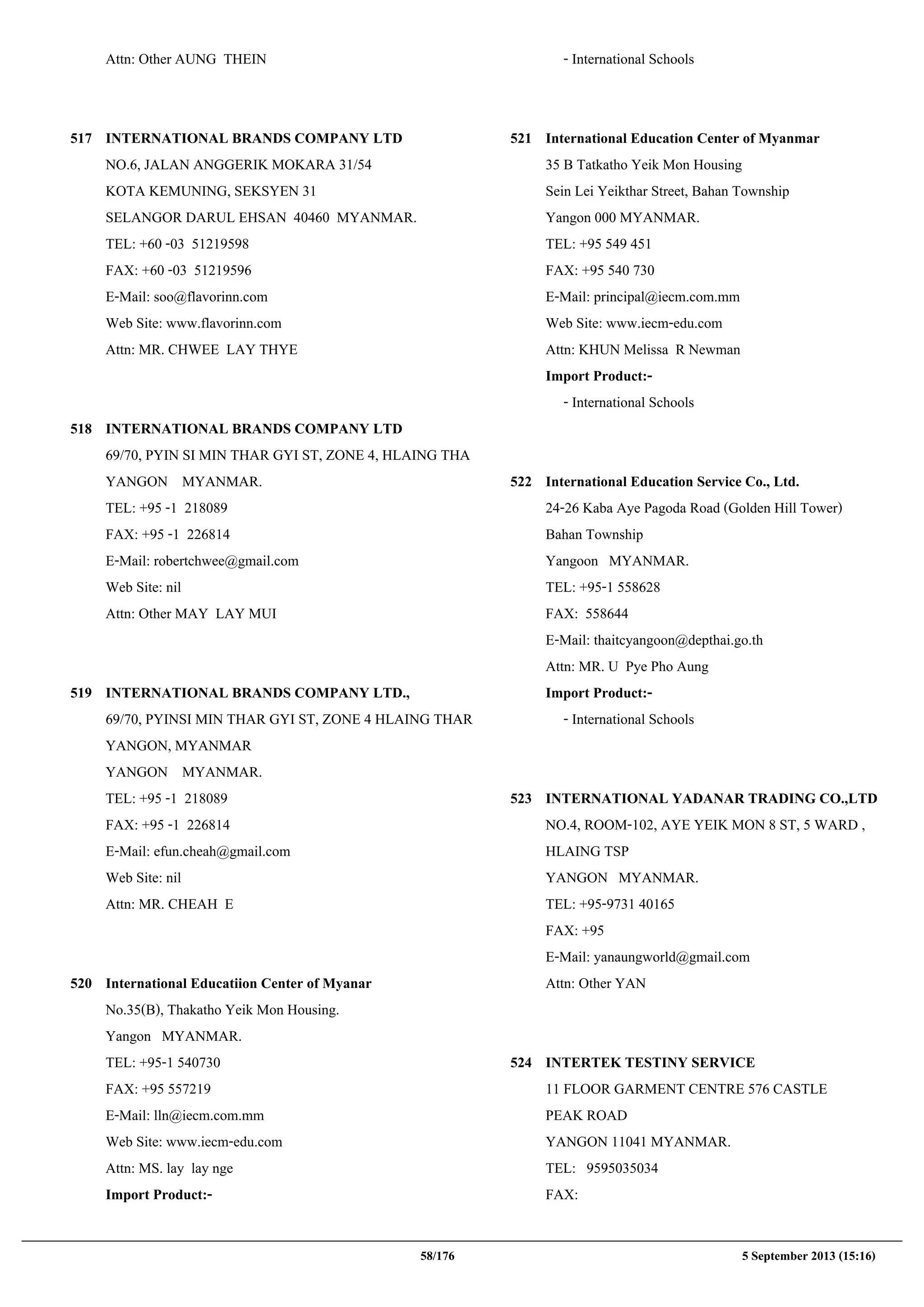 Myanmar importer list (1) | PDF