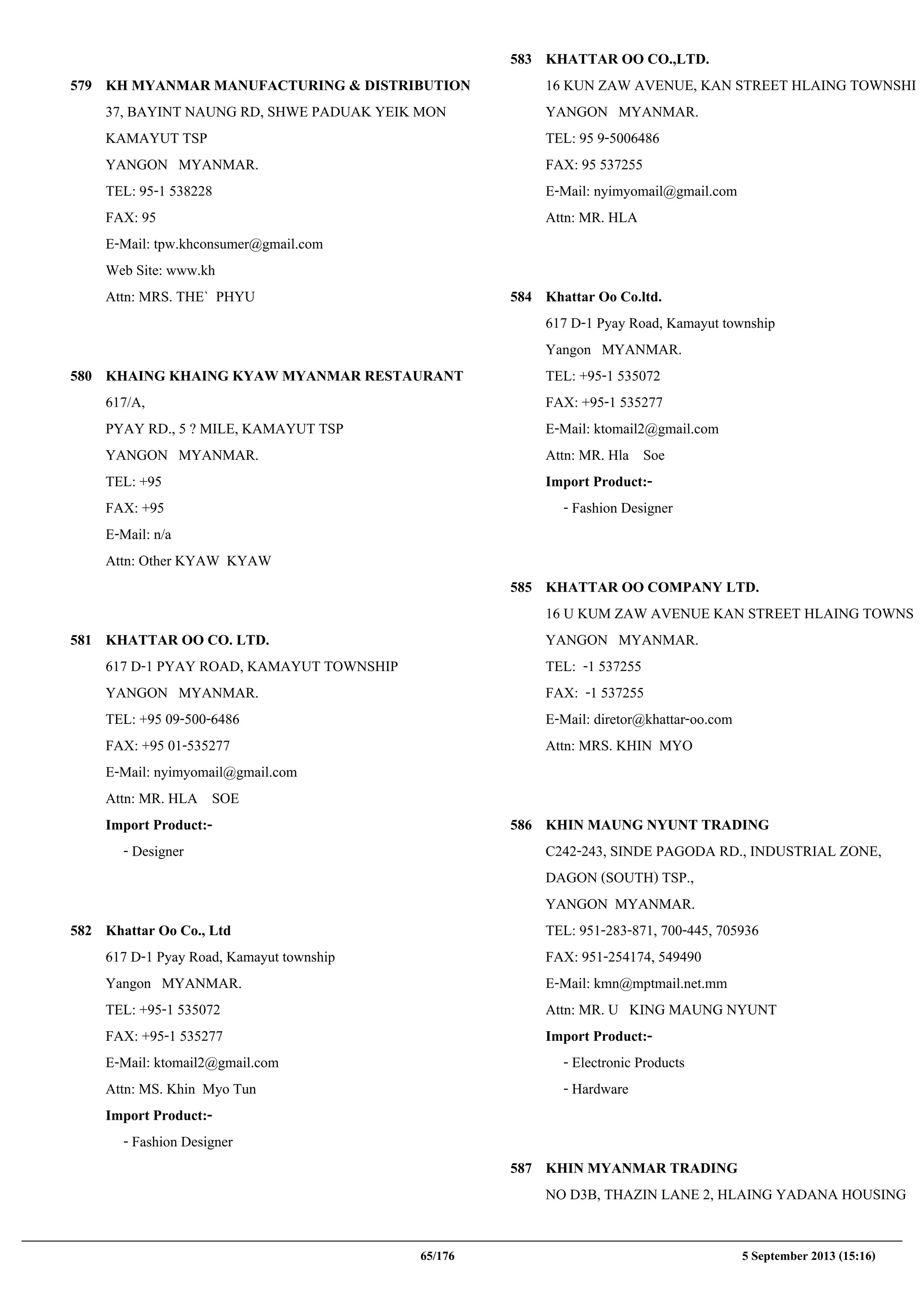 Myanmar importer list (1) | PDF