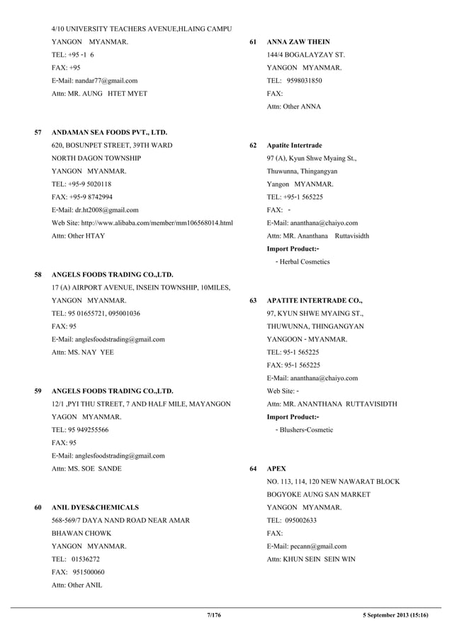 Myanmar importer list (1) | PDF