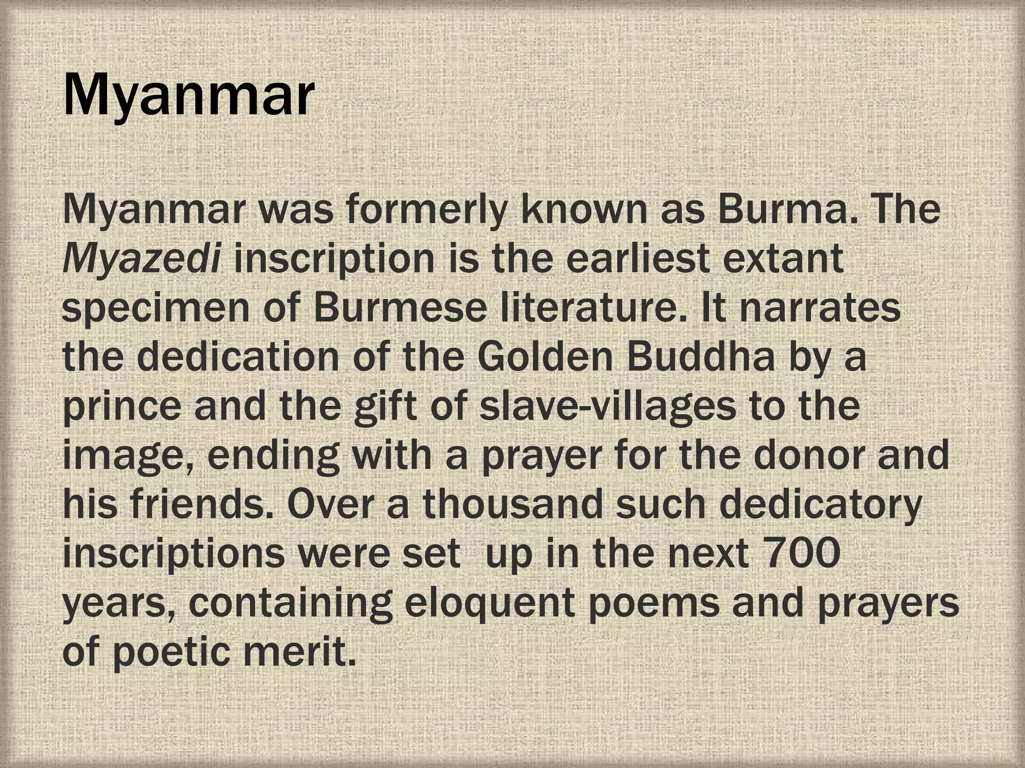 Myanmar literature | PPTX