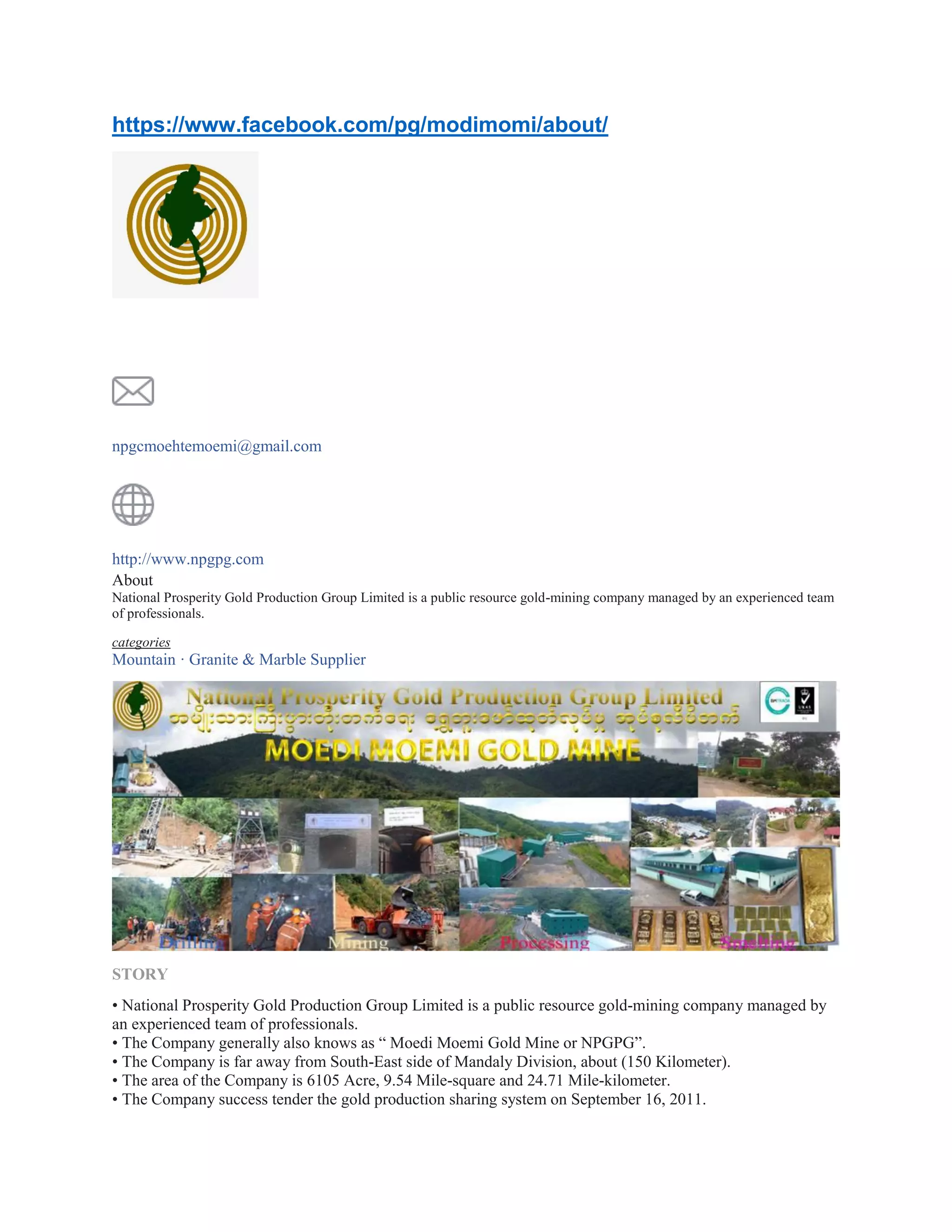 MYANMAR NPGPG MOEDI MOEMI GOLD MINE COLLECTON | PDF