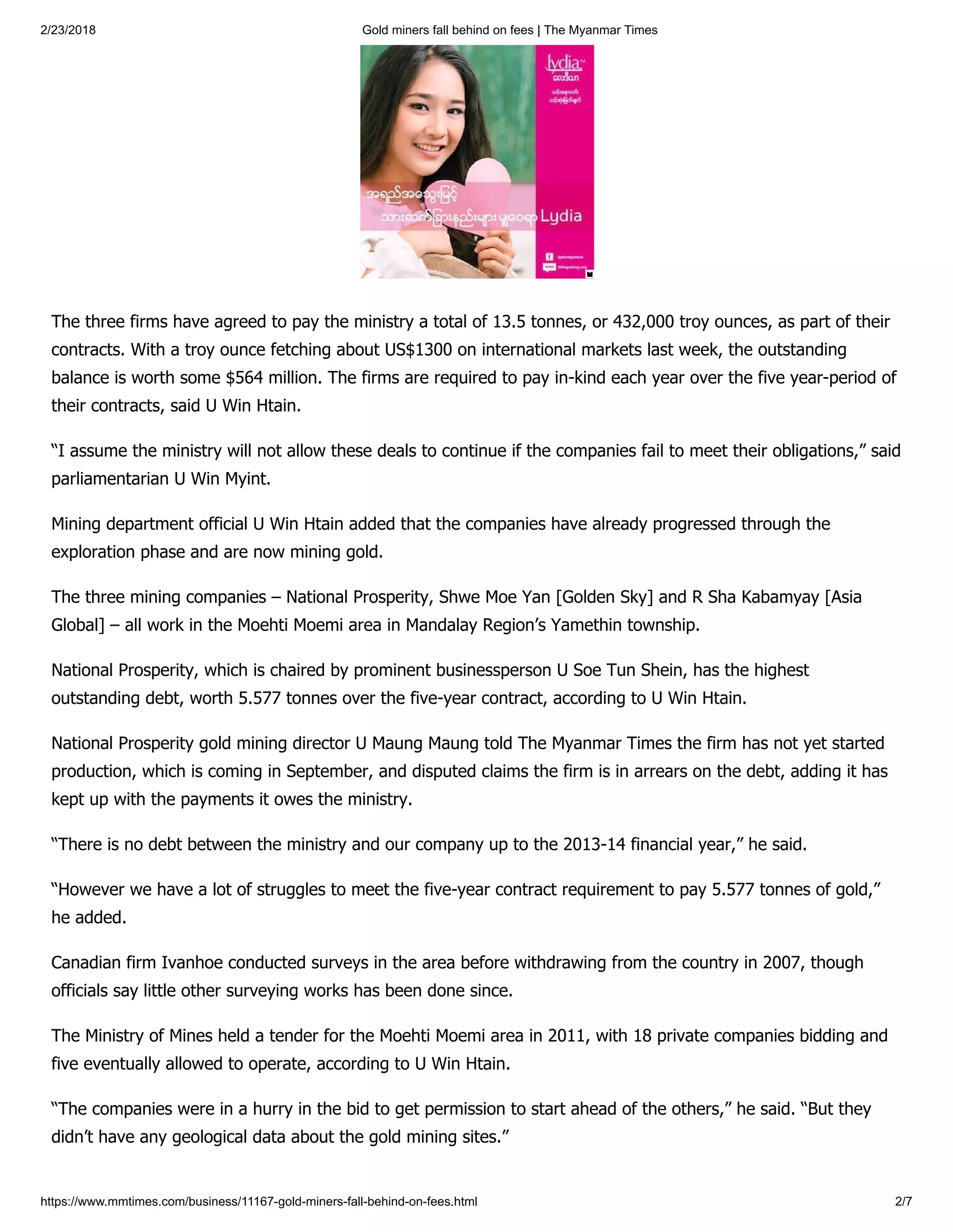 MYANMAR NPGPG MOEDI MOEMI GOLD MINE COLLECTON | PDF