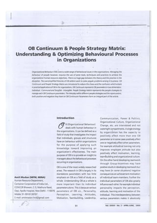 OB Continuum and People Strategy Matrix, IJTD, April-June, 2009 | PDF