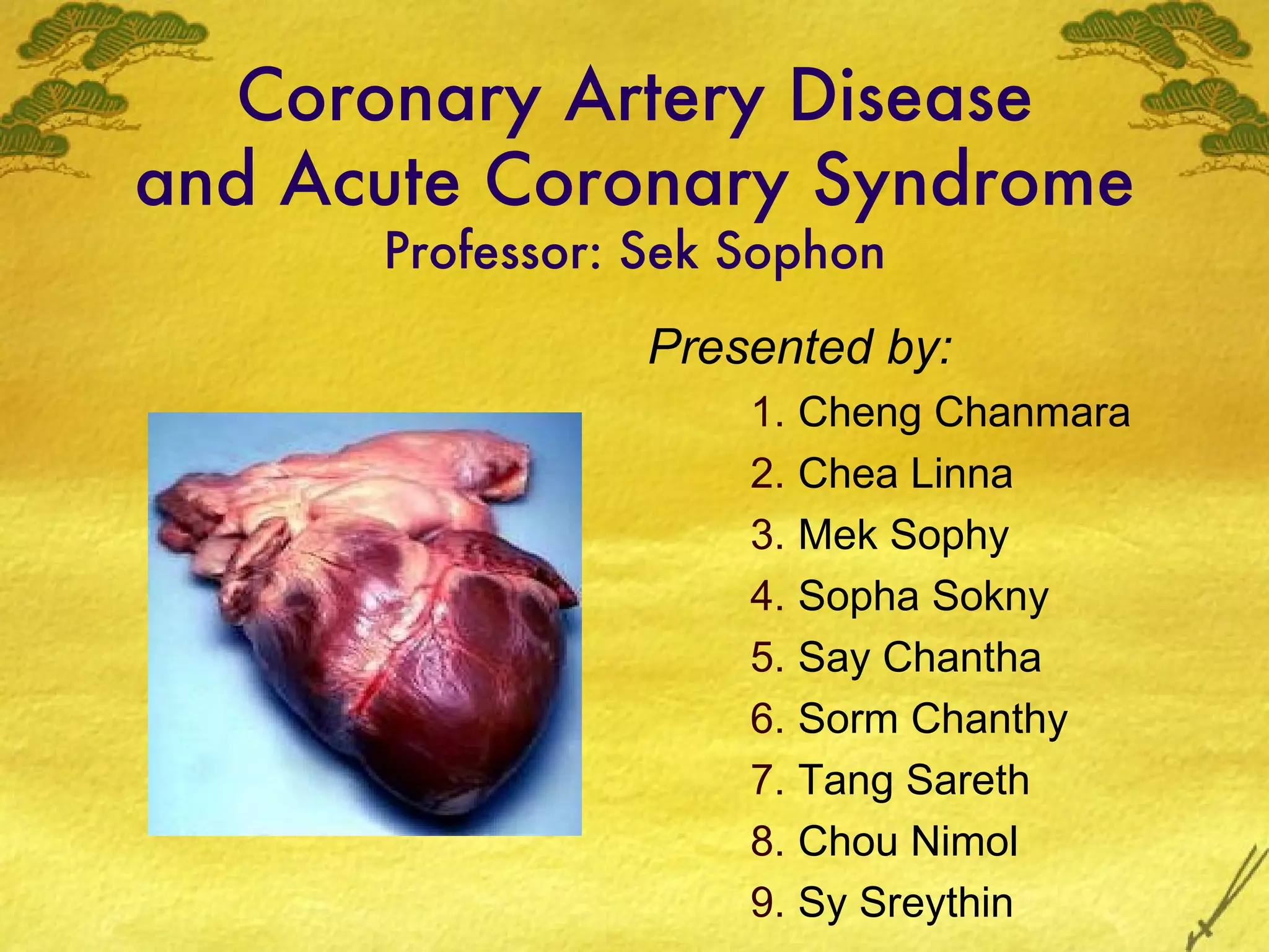 Coronary Artery Disease and Acute Coronary Syndrome | PPT
