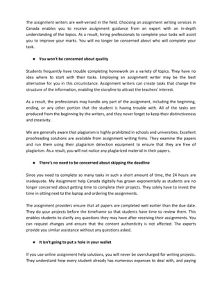 A Brief Understanding About My Assignment Help in Canada | PDF