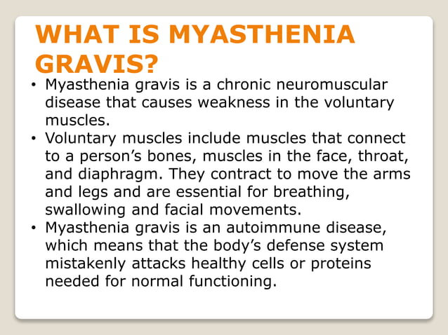 MYASTHENIA GRAVIS: definition, etiology, pathophysiology, diagnosis ...