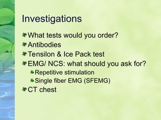 Neuro muscular disorders Myasthenia Gravis. and nppt | PPT
