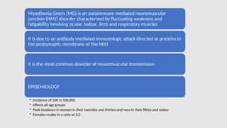 MYASTHENIA GRAVIS by dr Siddhant baranwal pptx | PPTX