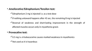 Pharmacotherapy of Myasthenia Gravis by Dr Fatima Rani | PPTX