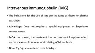 Pharmacotherapy of Myasthenia Gravis by Dr Fatima Rani | PPTX