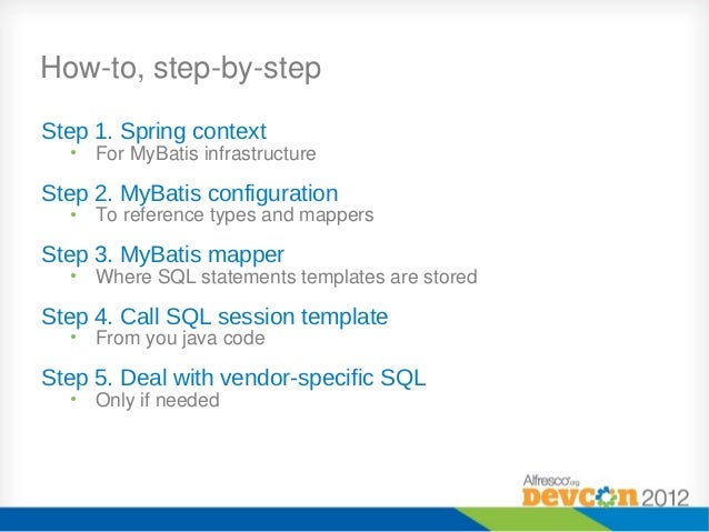 Using Mybatis In Alfresco Custom Extensions Alfresco Devcon 2012 