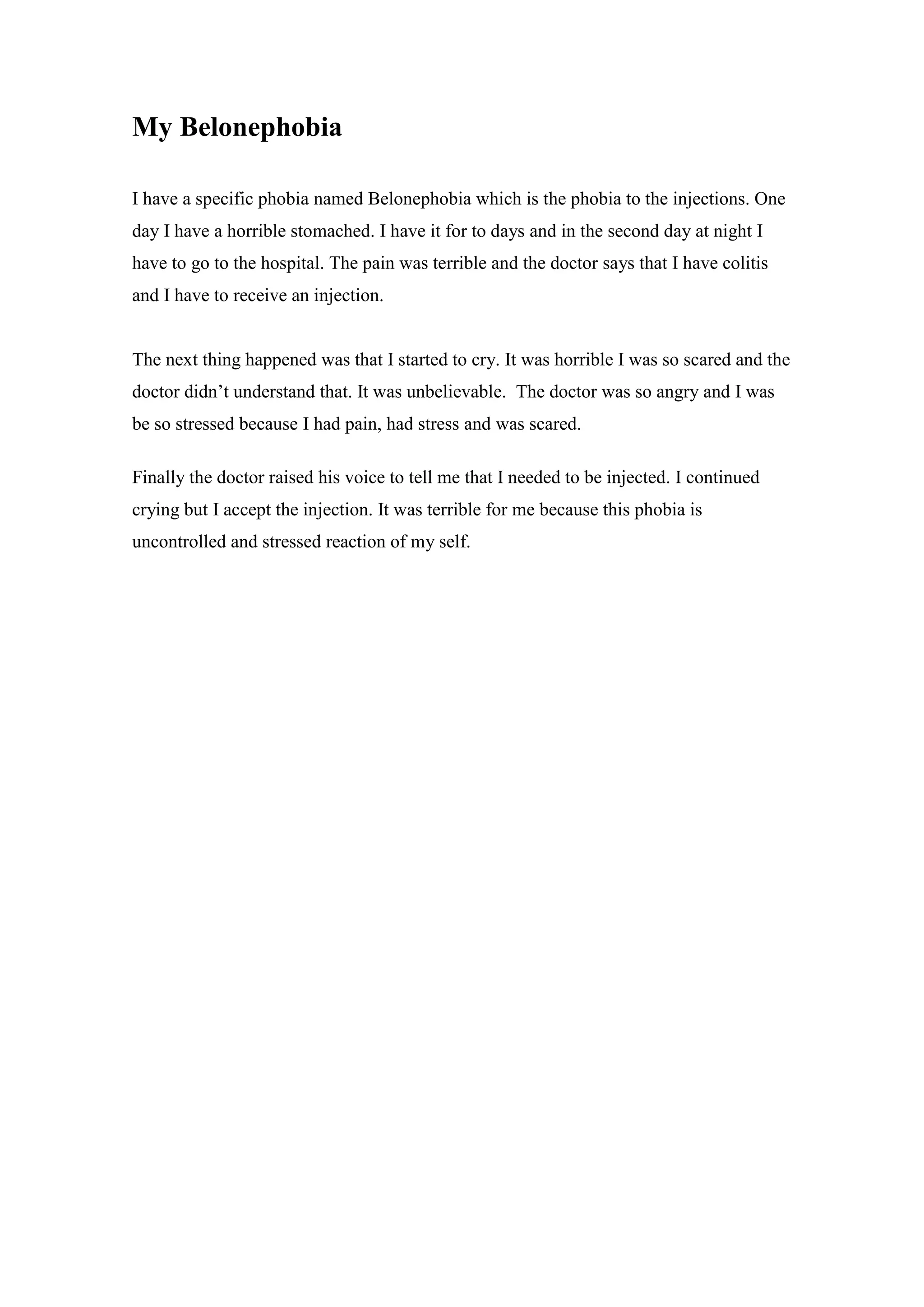 My belonephobia | DOC