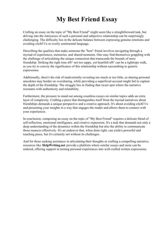 My Best Friend Essay | PDF