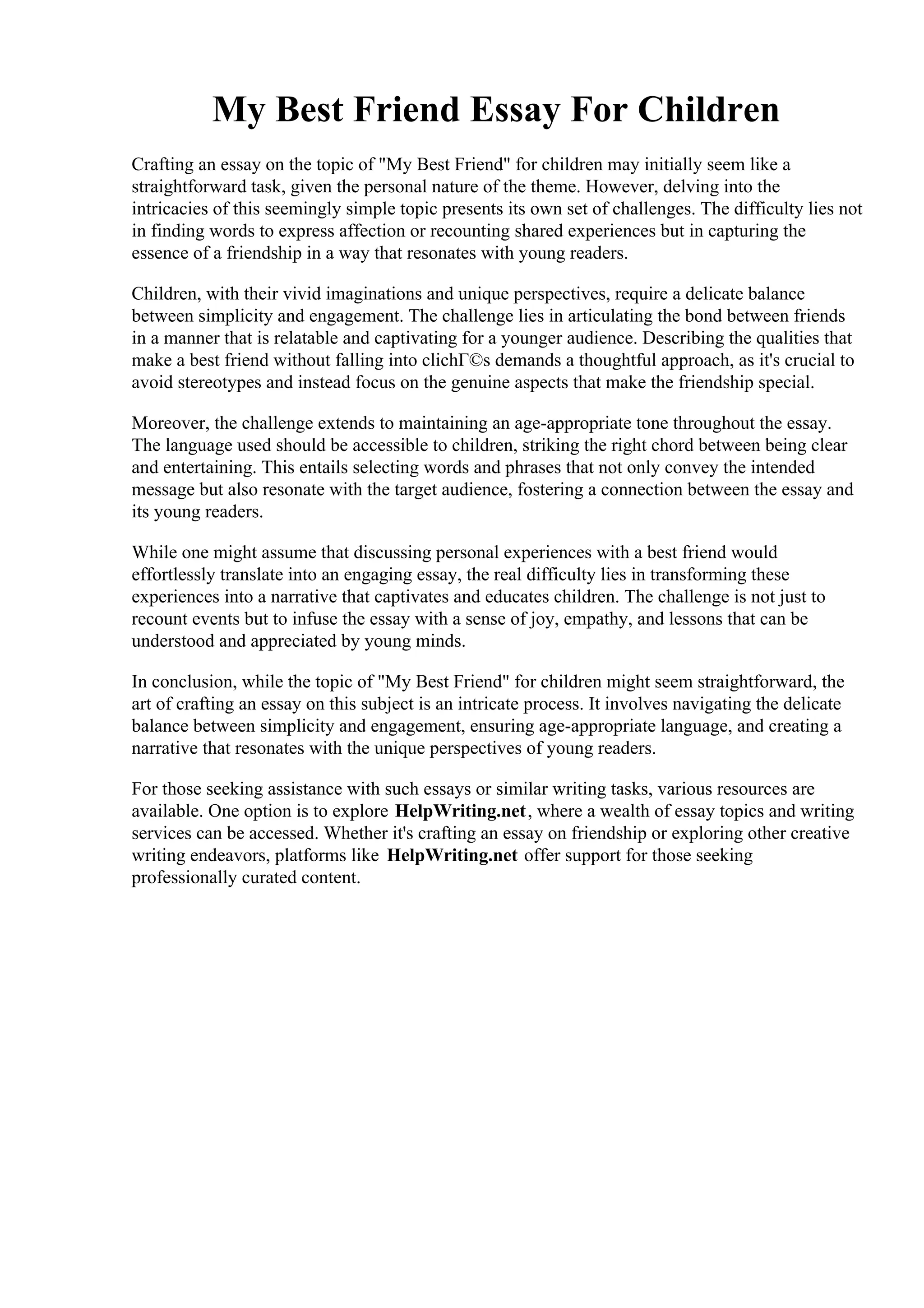 My Best Friend Essay For Children | PDF