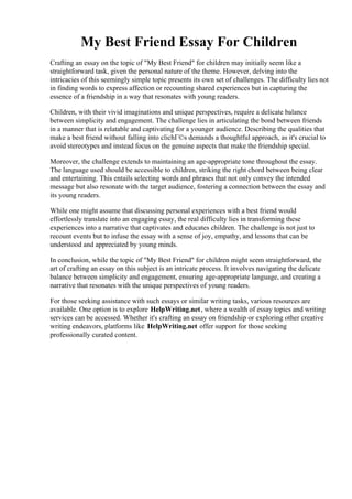My Best Friend Essay For Children | PDF | Zoos & Aquariums | Attractions
