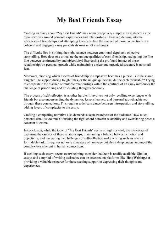 My Best Friends Essay | PDF | Education