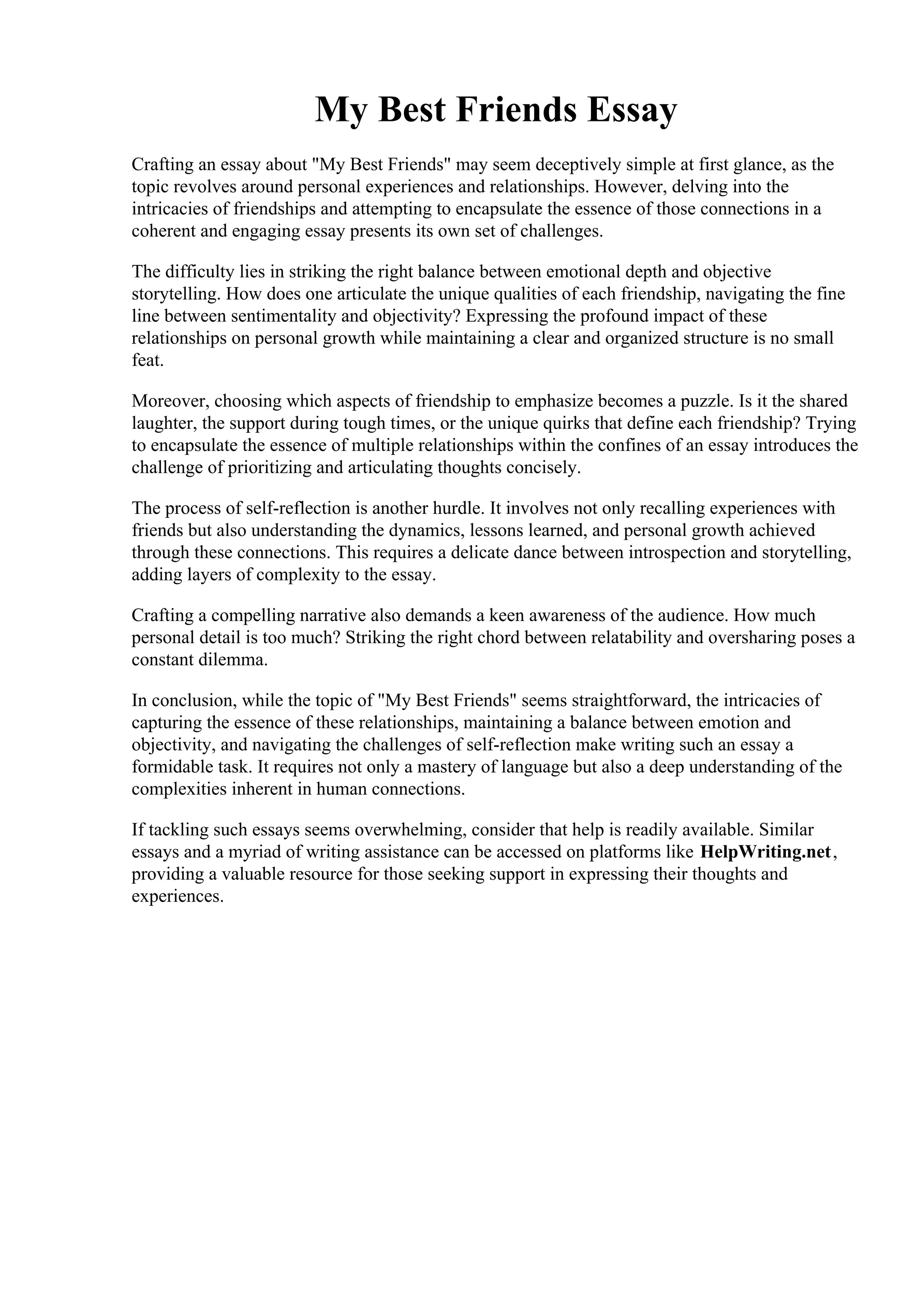 My Best Friends Essay | PDF