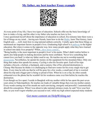 My Best Teacher Essay | PDF