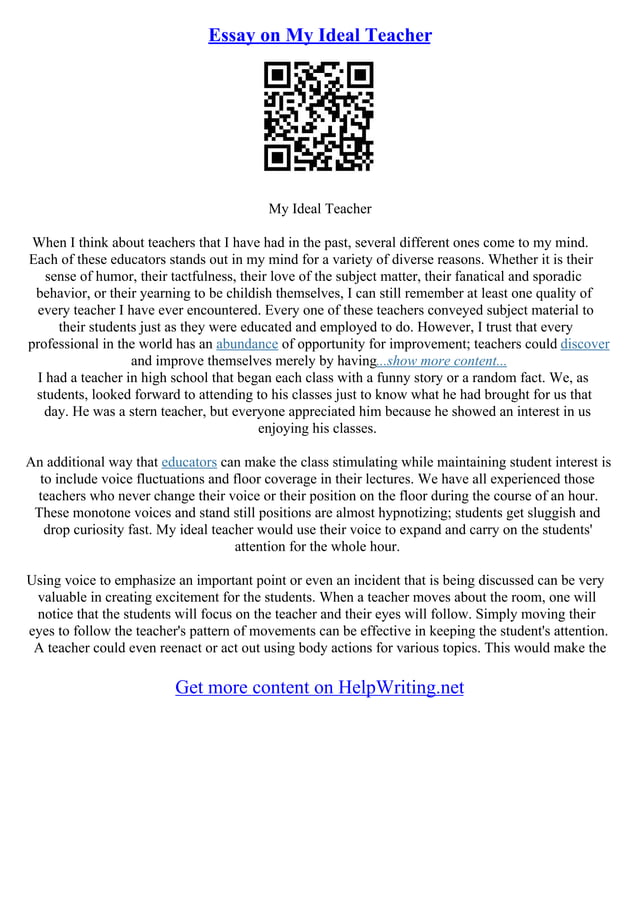 My Best Teacher Essay | PDF