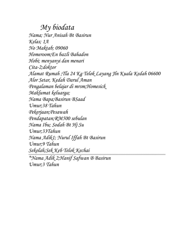 My Biodata | PDF