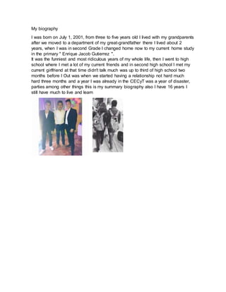 My biography | DOCX | Dating | Family and Relationships